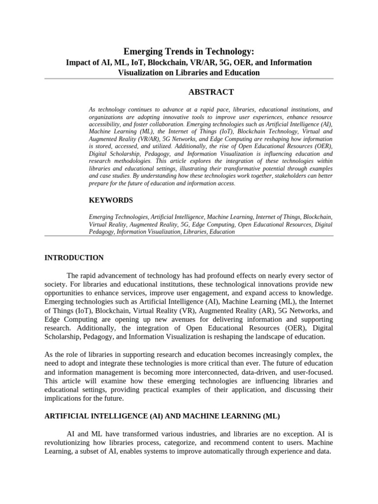 Paper-d-Emerging Trends in Technology | PDF | Augmented Reality ...