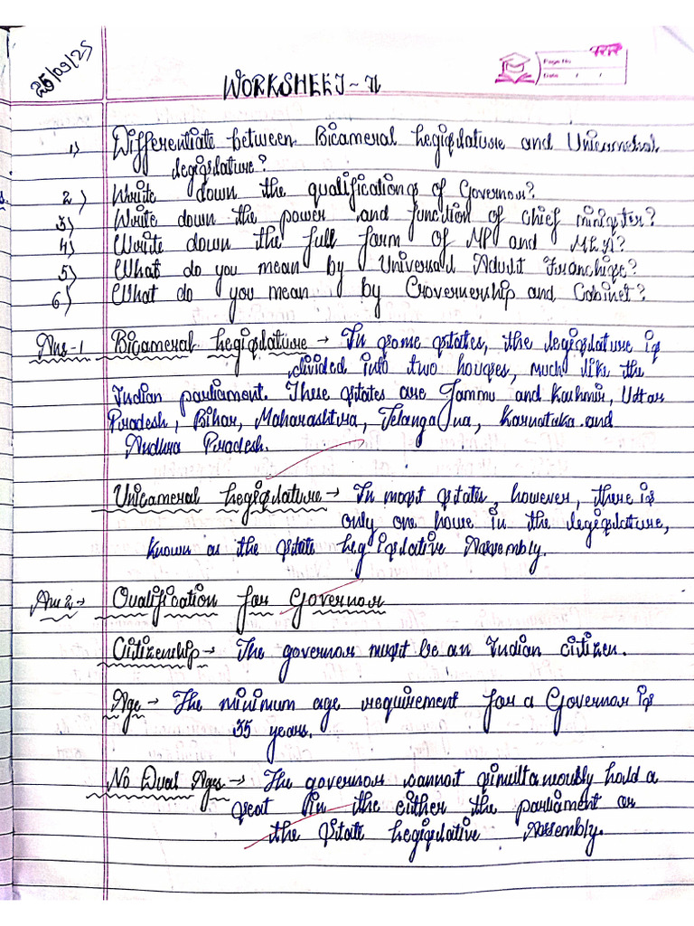 Civics Class 7th Chapter 3 Worksheet | PDF