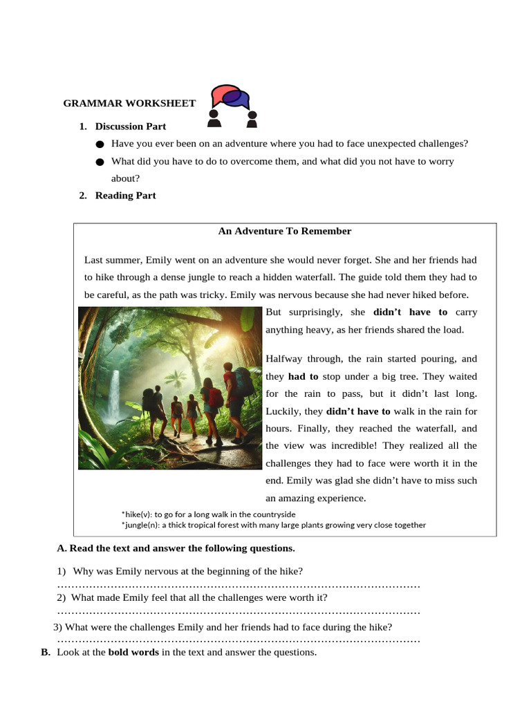 Adventure Grammar Worksheet | PDF