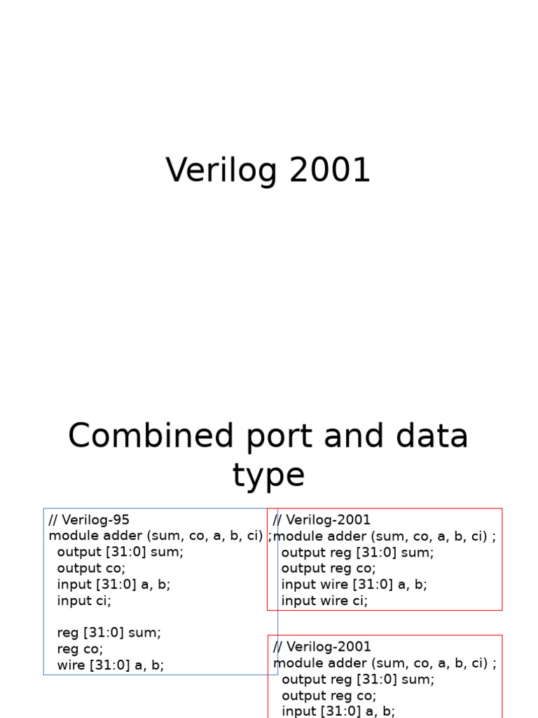 Verilog 2001 Vs 95 | PDF | Parameter (Computer Programming) | Digital Electronics