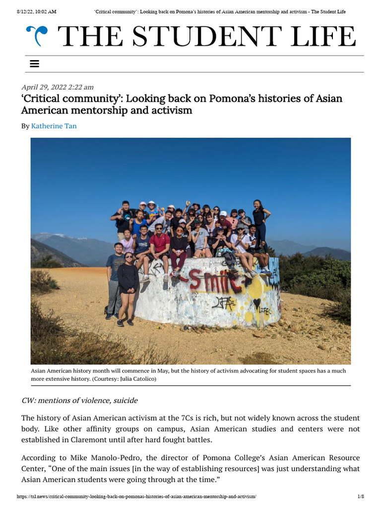 Critical Community' - Looking Back On Pomona's Histories of Asian ...