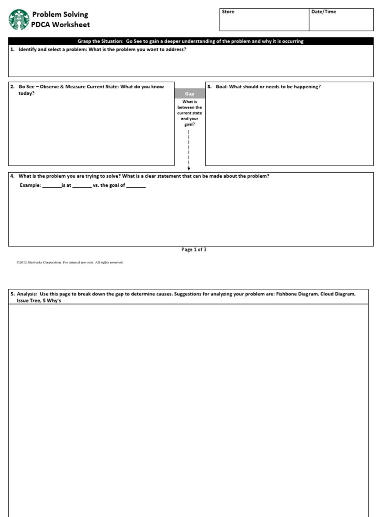 DM Approach - Problem Solving - PDCA Worksheet | PDF | Cognitive ...