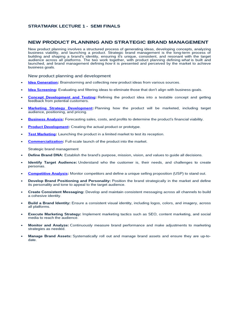Stratmark Lecture 1 Semifinal | PDF | New Product Development | Brand
