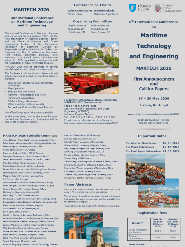 MARTECH 2026 - 1st Announcement & Call 4 Papers | PDF | Oceanography | Shipping