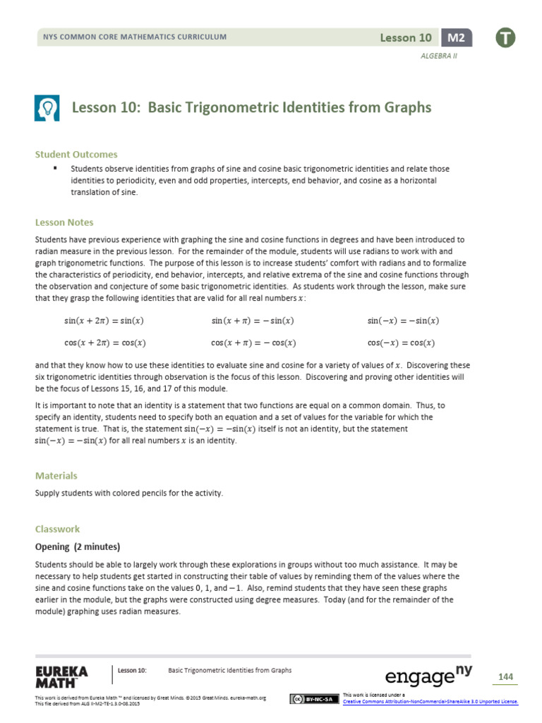 Trigonometric Identities from Graphs | PDF | Trigonometric Functions ...