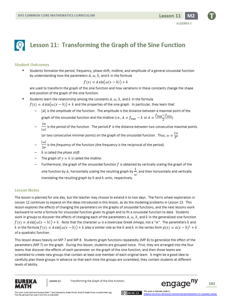 Transforming Sine Function Graphs | PDF | Function (Mathematics) | Sine ...