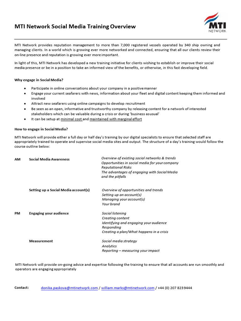 MTI Network Social Media Training Overview FINAL | PDF | Social Media ...