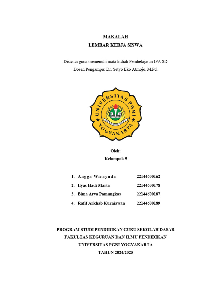 Manfaat dan Desain Lembar Kerja Siswa IPA | PDF