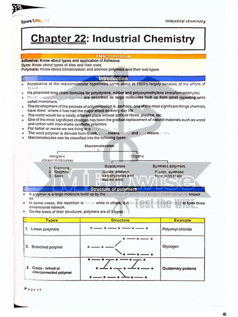 Industrial Chemistry Notes by Docaim For | PDF