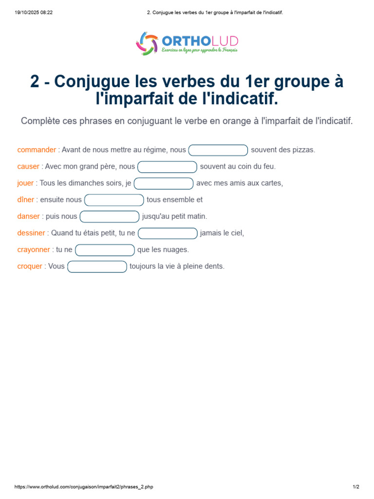 Conjugaison des verbes du 1er groupe | PDF