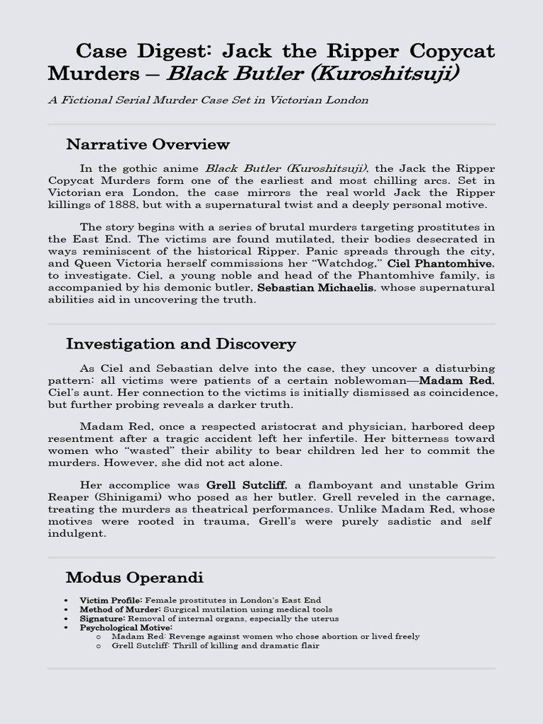 ? Jack the Ripper Copycat Serial Murder Case | PDF