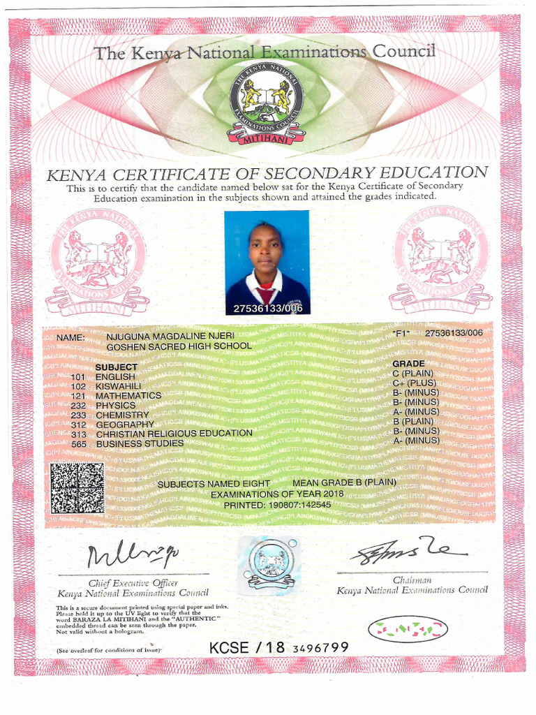 Kcse Cert | PDF