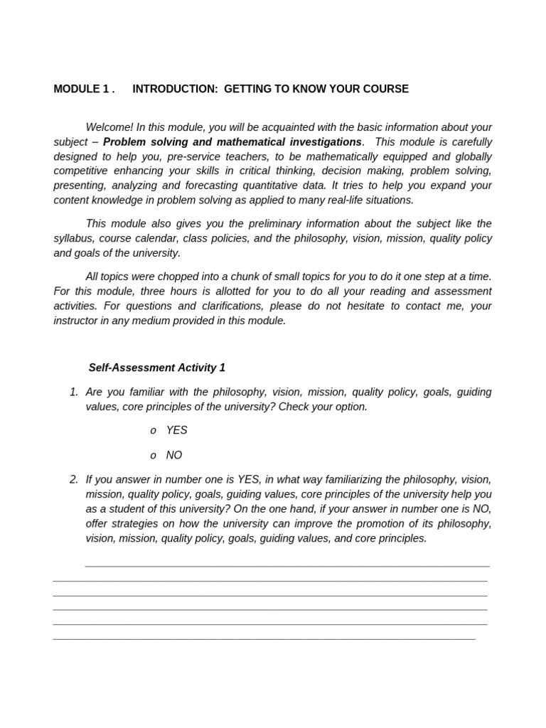 Module 1 2 Getting To Know The Course Management Science | PDF ...
