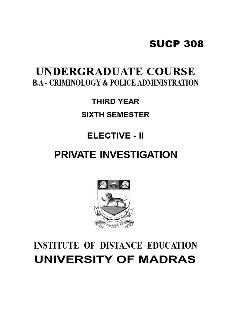 Private Investigation Course Overview | PDF | Private Investigator