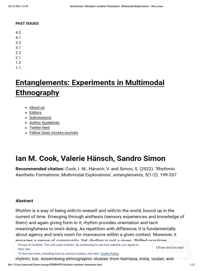Introduction Rhythmic Aesthetic Formations Multimodal Explorations ...