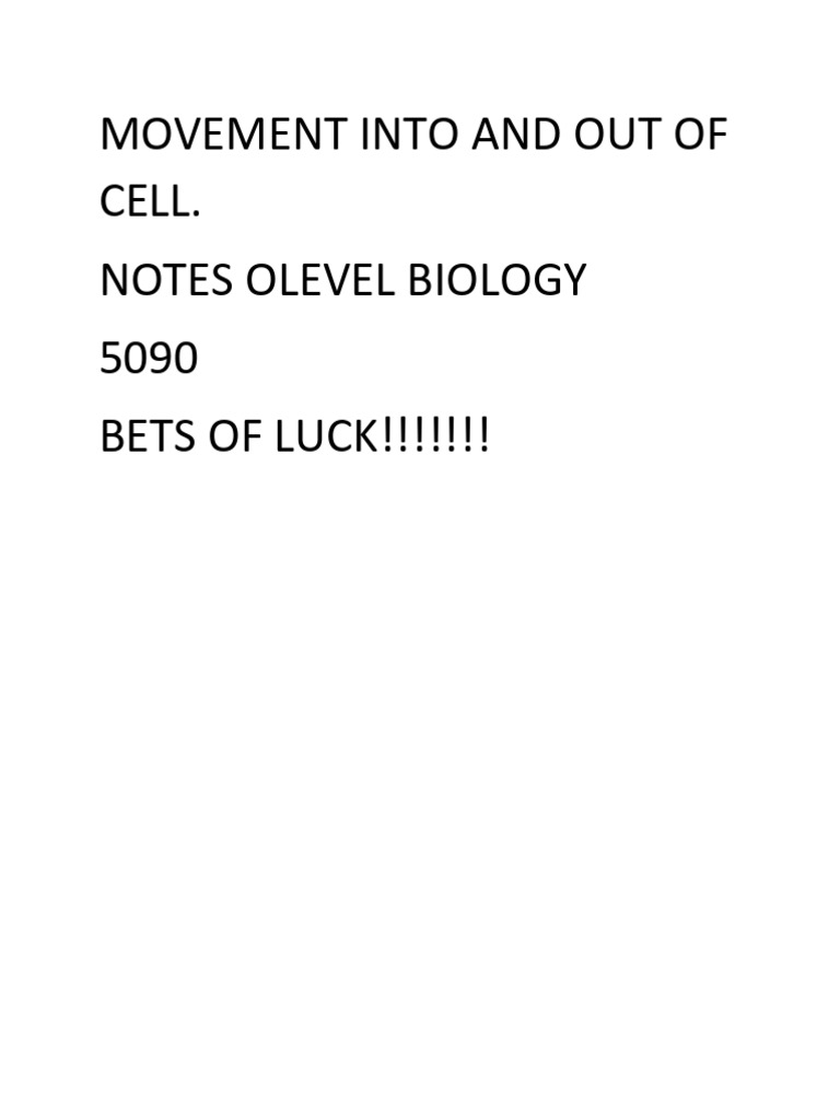 Movement Into and Out of Cell | PDF