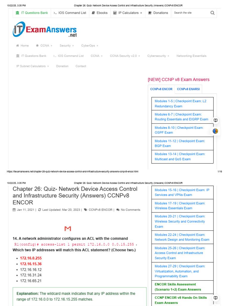 Chapter 26 - Quiz - Network Device Access Control and Infrastructure ...