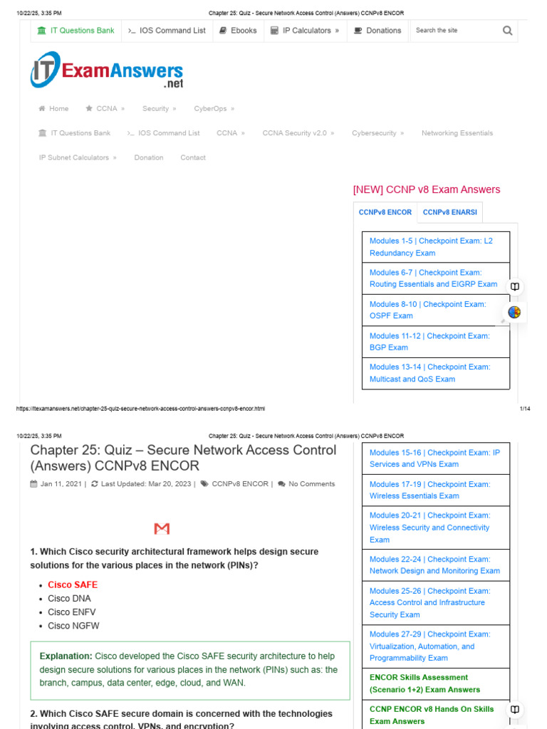 Chapter 25 - Quiz - Secure Network Access Control (Answers) CCNPv8 ...