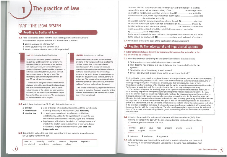 International Legal English - Unit1 - P.8,9the Legal System | PDF
