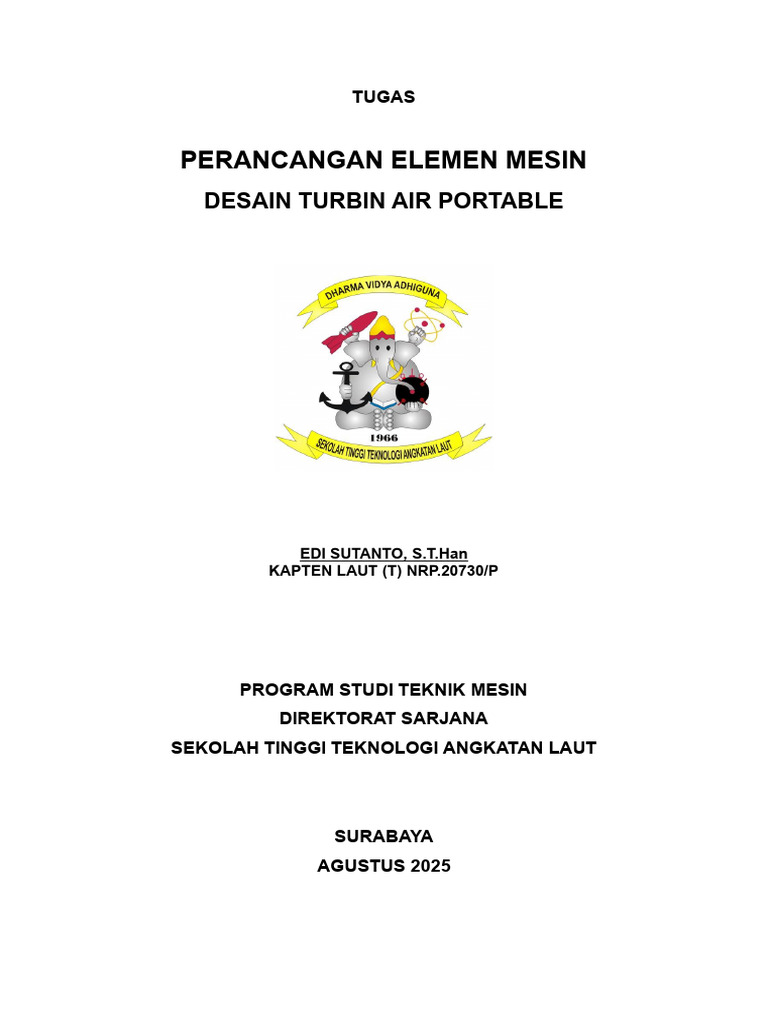 Desain Turbin Air Portable Ramah Lingkungan | PDF