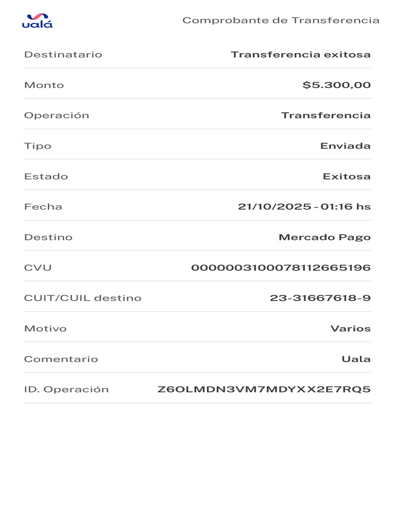 Comprobante de Transferencia Exitosa | PDF