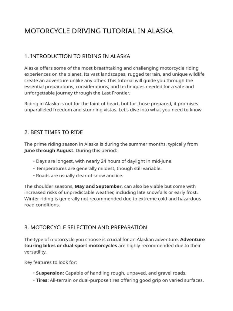 Motorcycle Riding Guide for Alaska | PDF | Campsite | Road