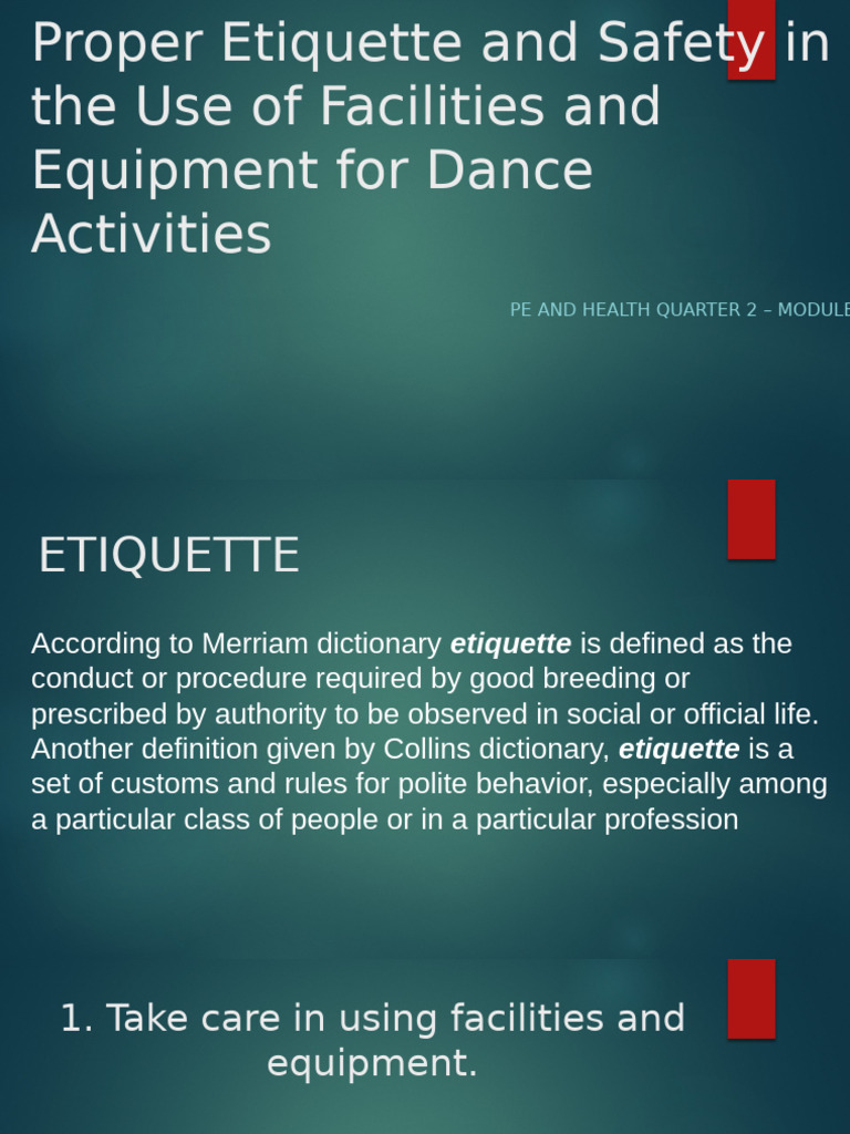 Dance Facility Etiquette and Safety Guide | PDF | Studio | Etiquette