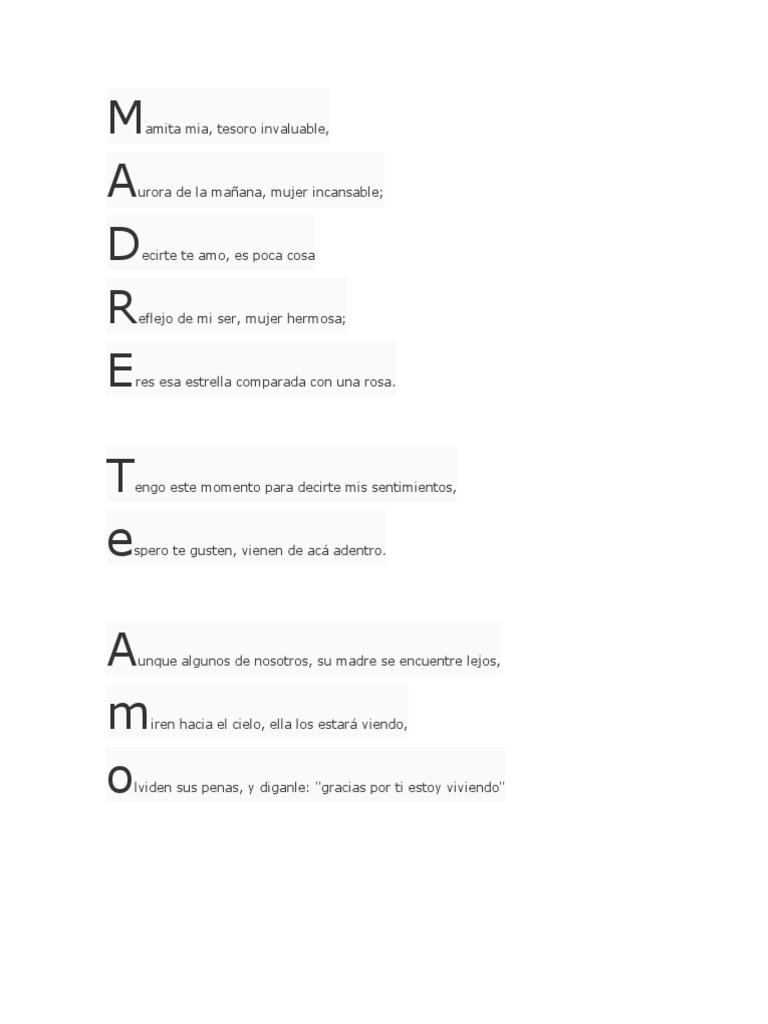 Acrostico A Las Madres | PDF