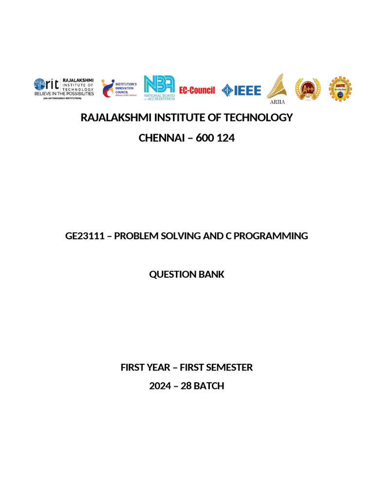 C Programming Problem Solving Guide | PDF | Computer Data Storage ...