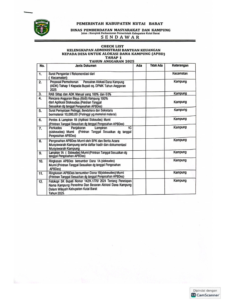 Cheklist ADK Tahap 1 Tahun 2025 | PDF