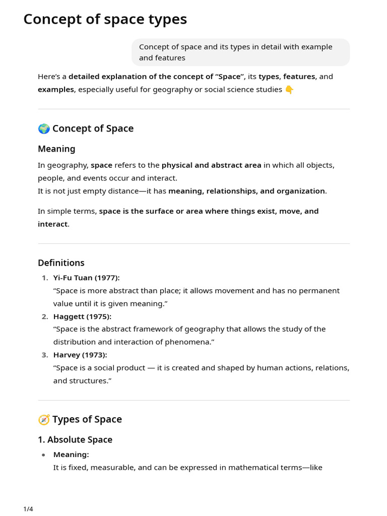 Concept of Space Types | PDF | Space | Geography