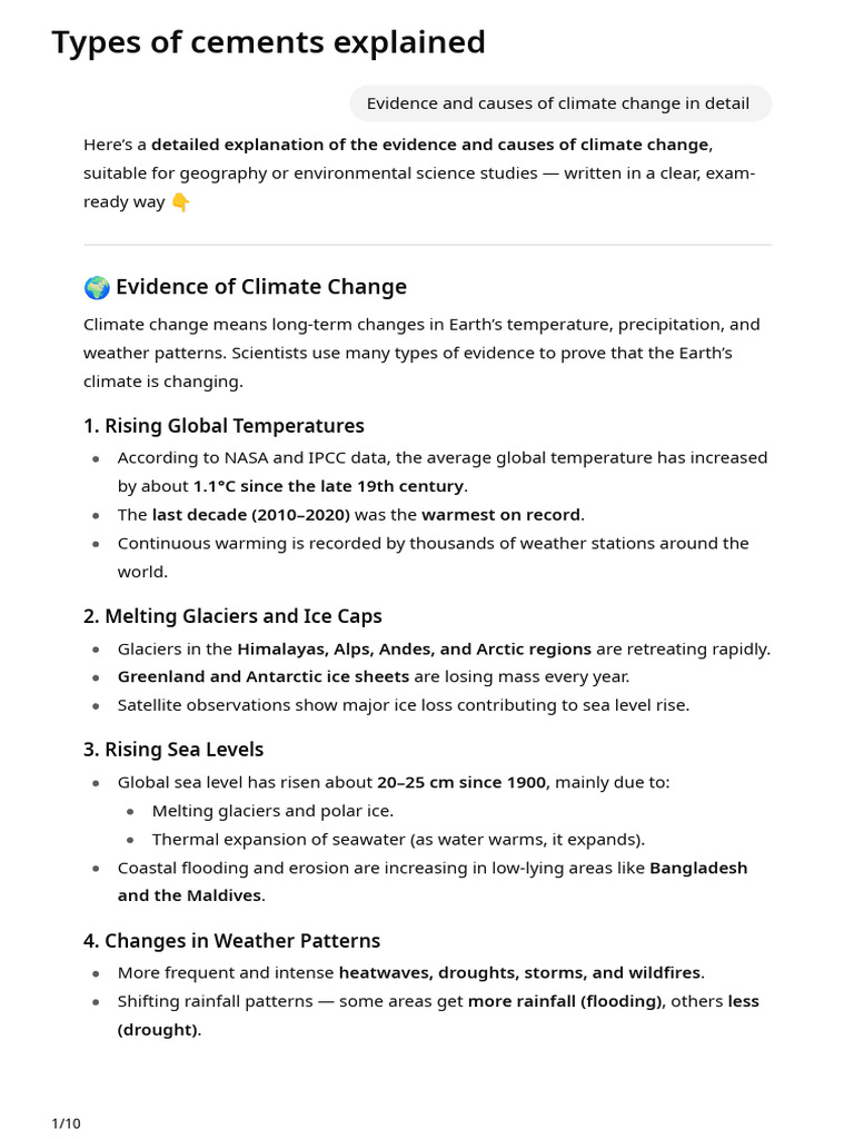 Types of Cements Explained | PDF | Climate Change | Cement