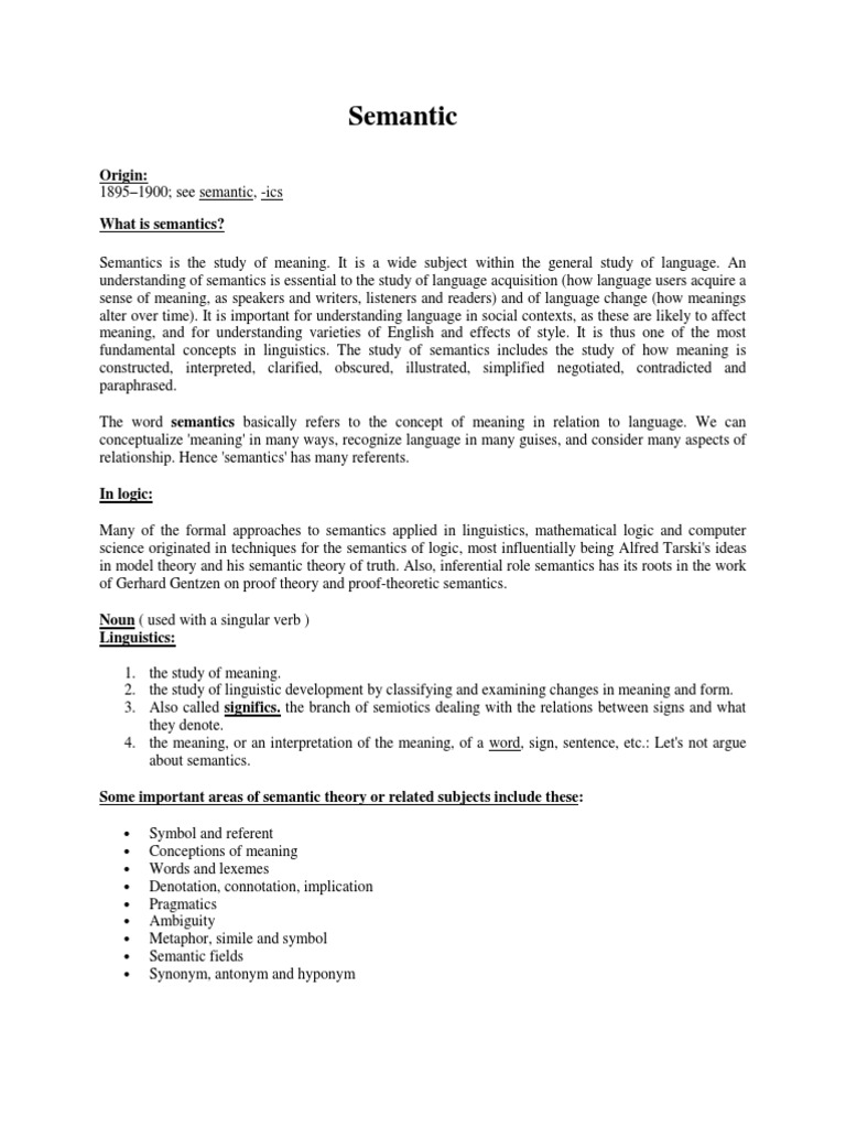 Semantics | PDF | Semantics | Language Mechanics