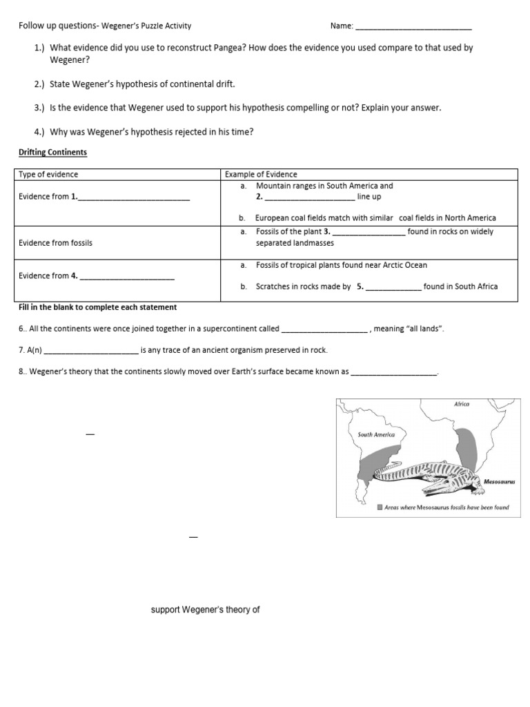 Wegener's Continental Drift Questions | PDF | Earth Sciences | Physical ...
