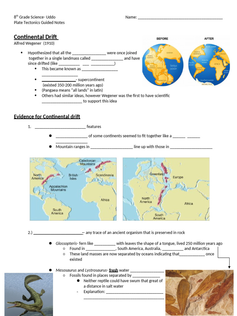 8th Grade Plate Tectonics Notes | PDF | Plate Tectonics | Applied And ...