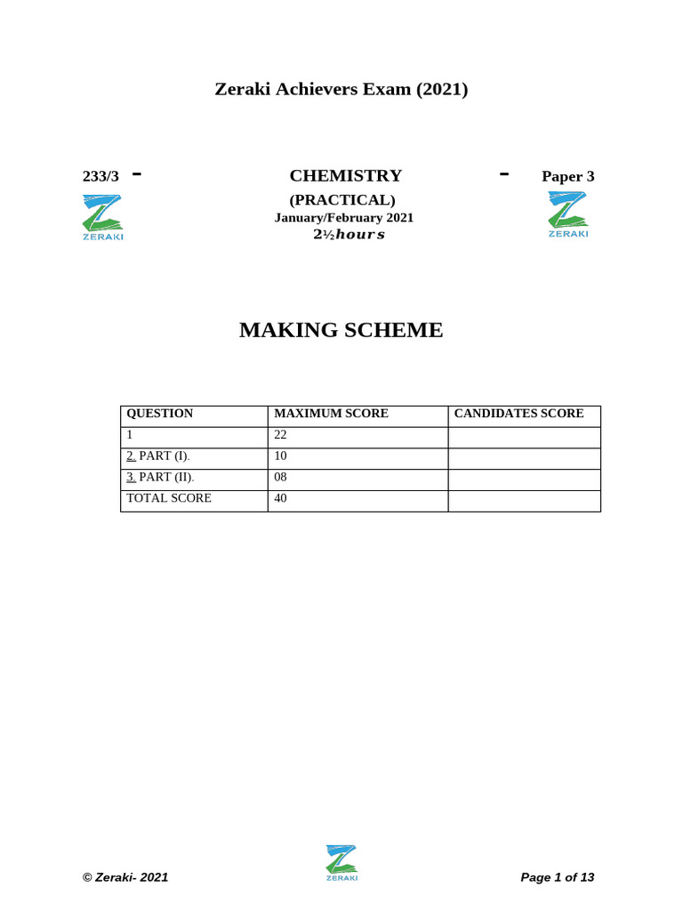 2021 Zeraki Chemistry Practical Exam | PDF | Significant Figures ...