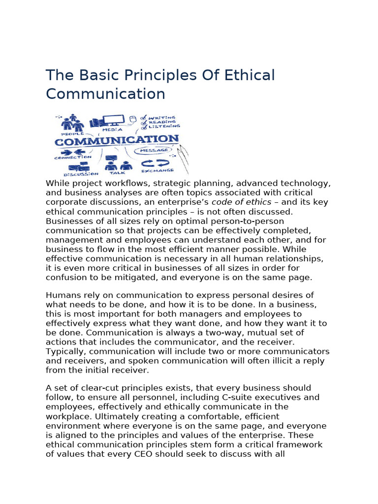 The Basic Principles of Ethical Communication | PDF | Communication ...
