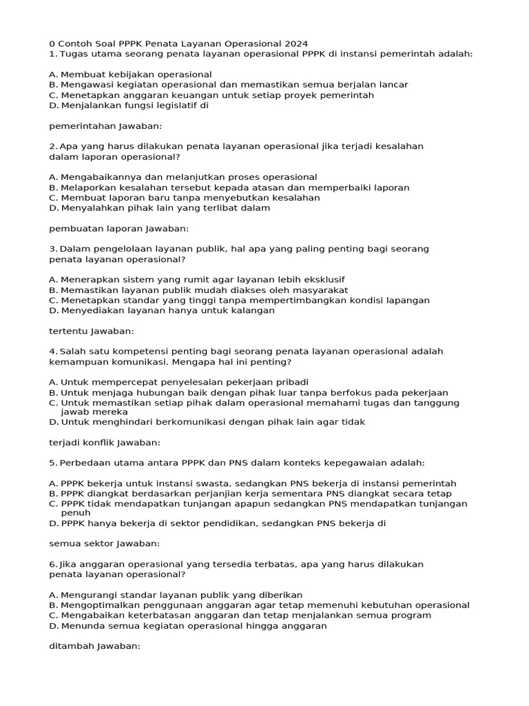 Soal Latihan PPK | PDF