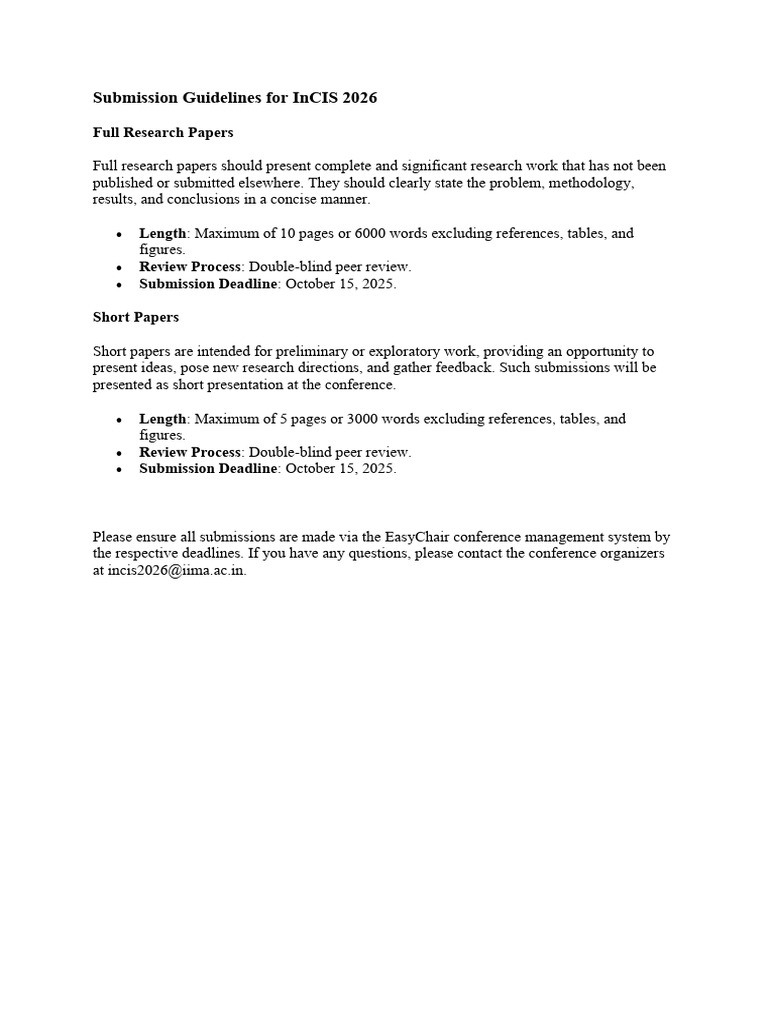 InCIS 2026 Submission Guidelines | PDF