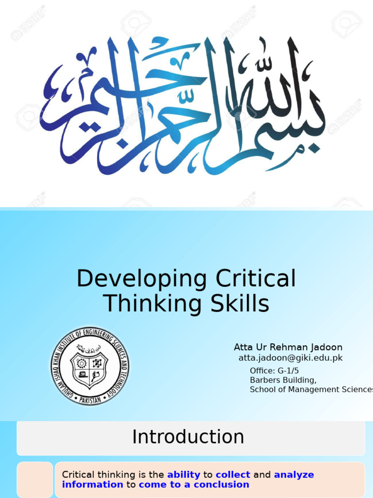 3-Developing Critical Thinking Skills | PDF | Critical Thinking | Thought