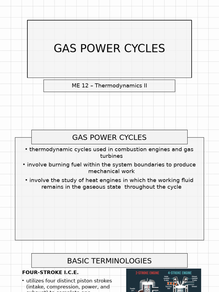 ME 12 L04a Gas Power Cycles | PDF | Internal Combustion Engine | Piston