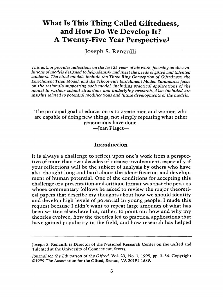 What Is This Thing Called Giftedness and How Do We Develop It | PDF ...