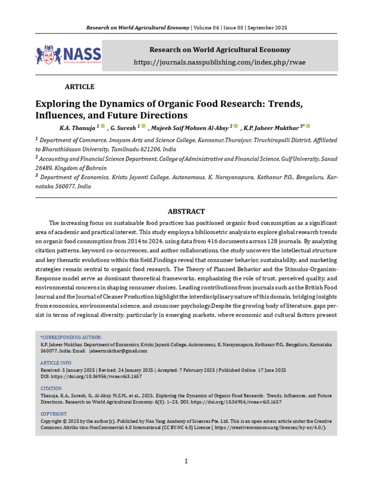 Exploring The Dynamics of Organic Food Research Trends, Influences, and ...