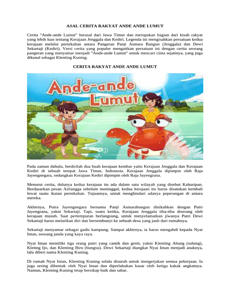 Cerita Rakyat Ande Ande Lumut | PDF