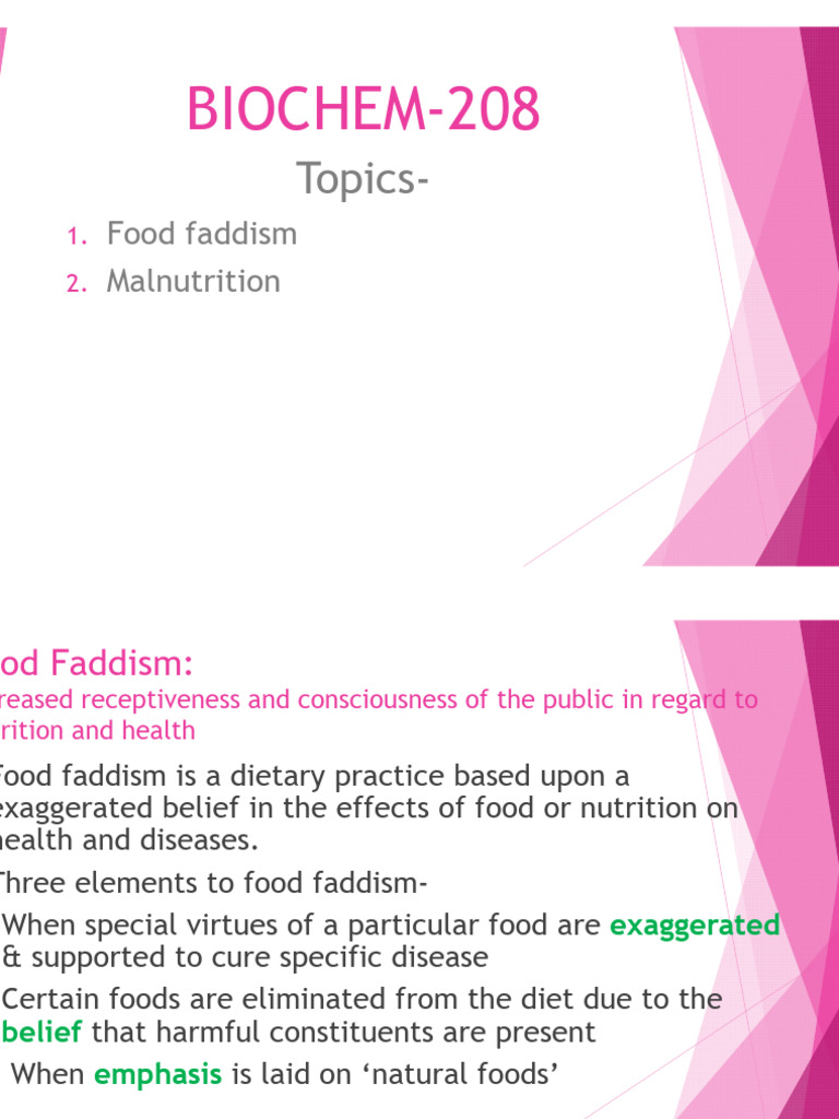 Understanding Food Faddism and Malnutrition | PDF | Malnutrition | Foods