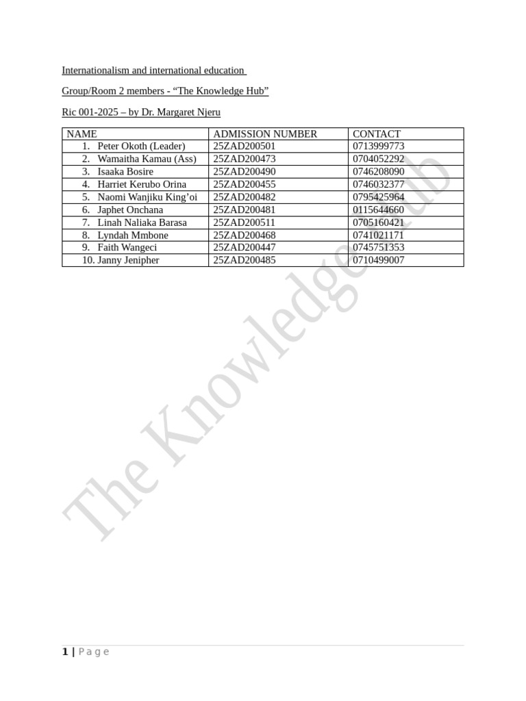 Internationalism and International Education - The Knowledge Hub (Room 2) | PDF