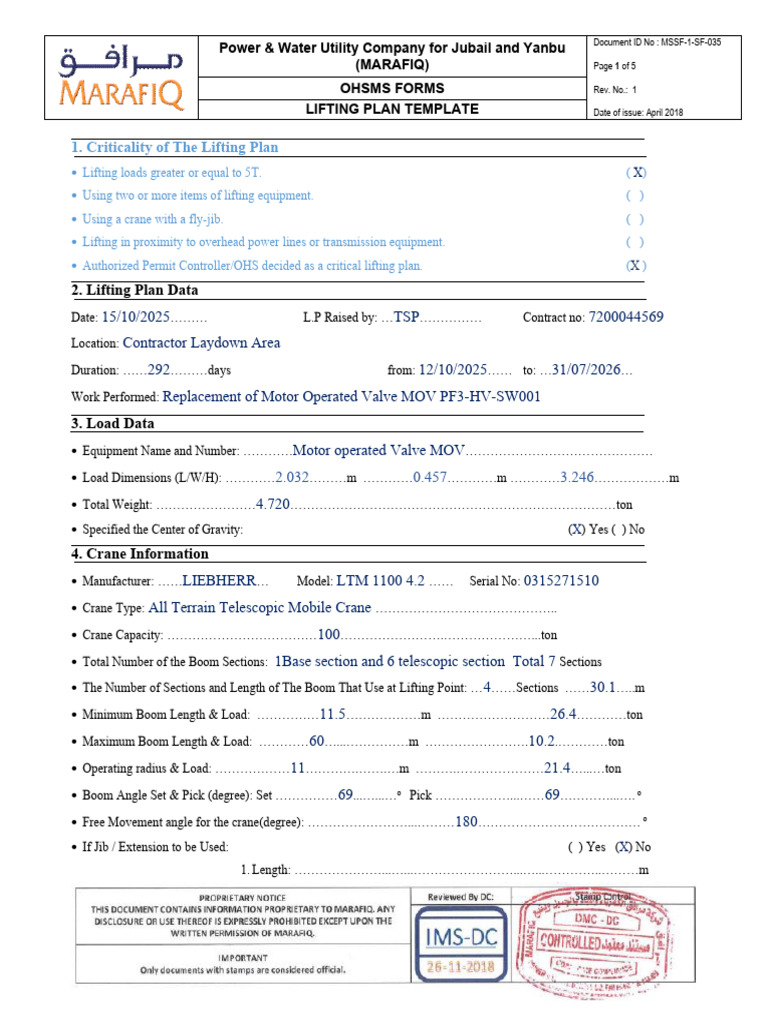Lifting Plan Template SW001 | PDF | Crane (Machine)