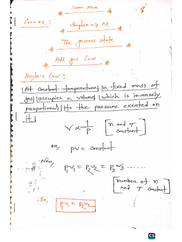 Chapter --(02) {the Gaseous State} Note by Sakil ( Chemistry --9th Batch) | PDF