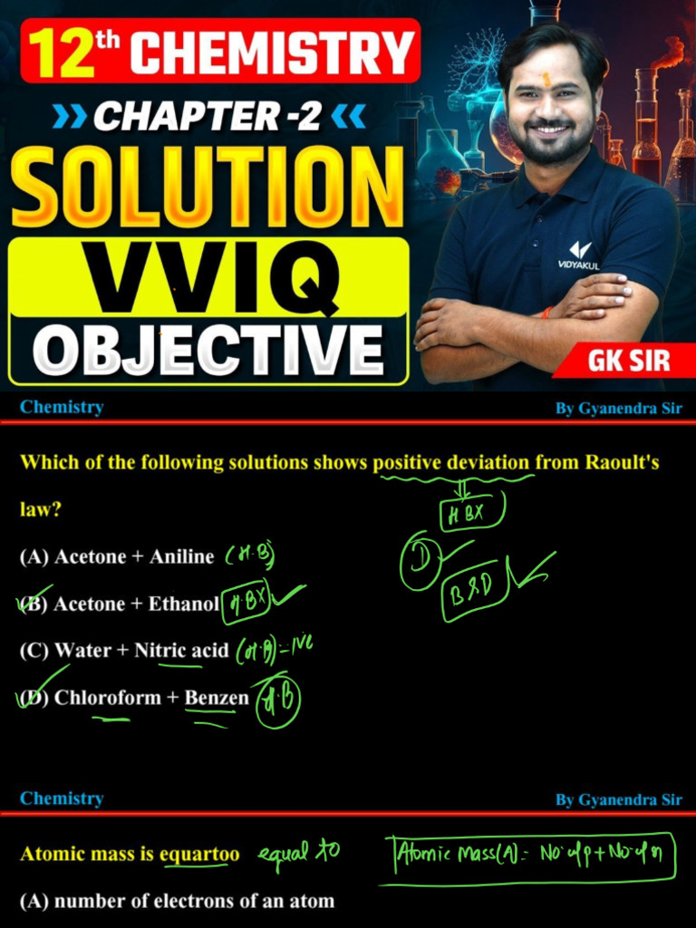 Class 12 Solutions VVI Objective | PDF