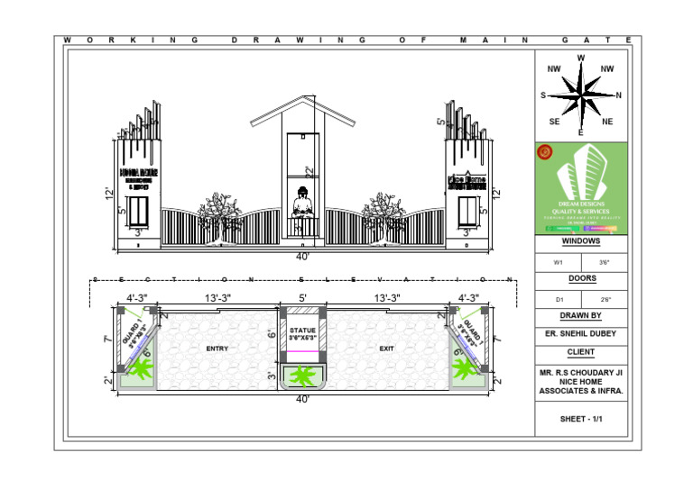 Working Drawing Gate - Buddha Nature Farmhouses & Resort | PDF